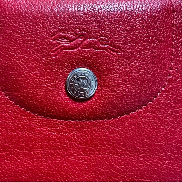 Longchamp | Bags | Longchamp Le Pliage Cuir Red Leather Wallet | Poshmark